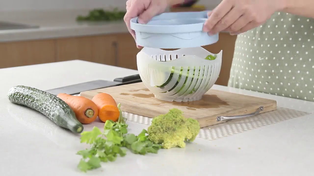 Multi-use 60 Seconds Salad Cutter Bowl Wave Shape Easy Salad Maker ...