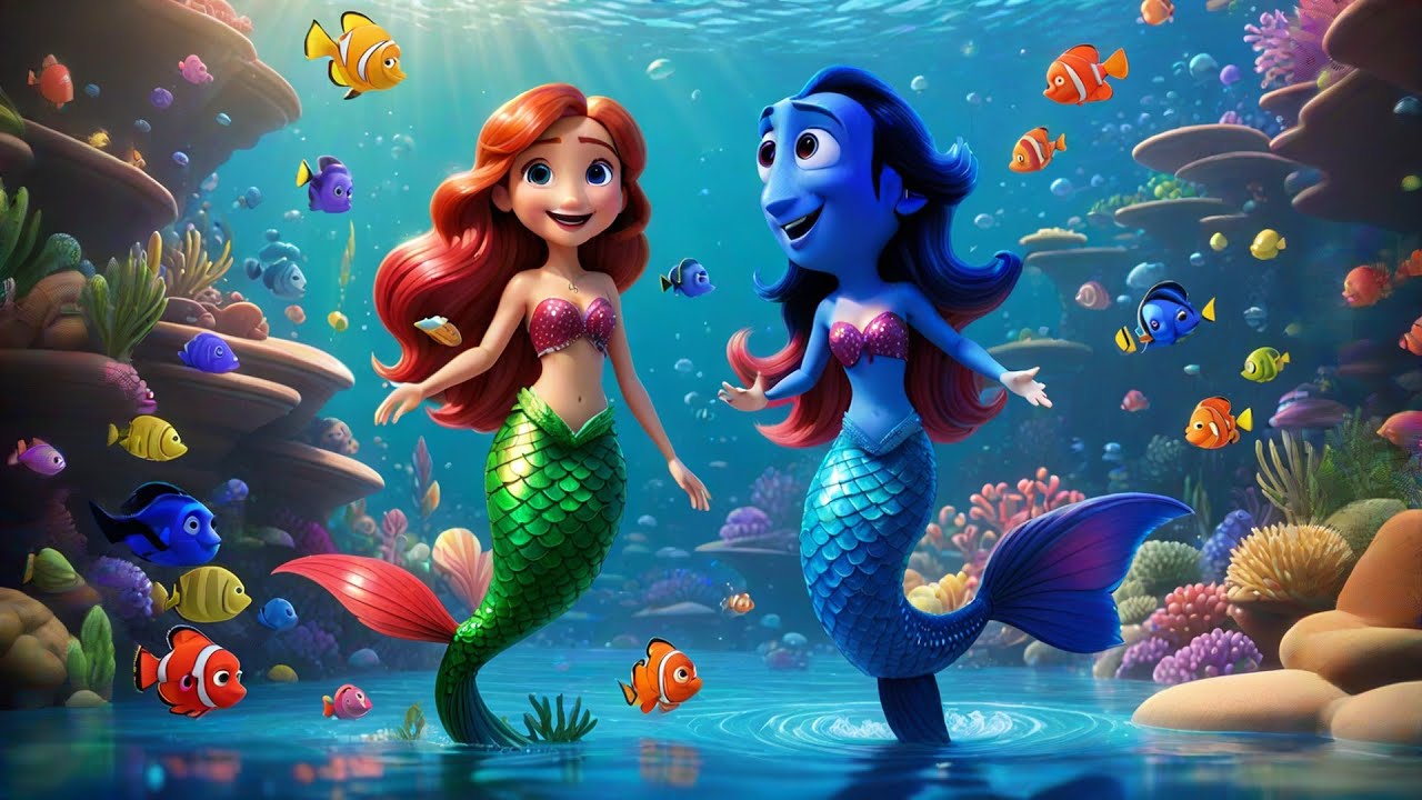 Four Rainbow Mermaids Swim and Spin | Colorful Mermaid Song for Kids ...