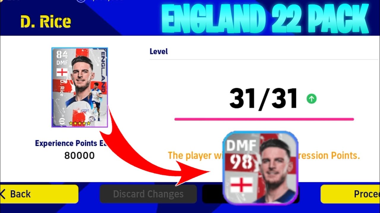 98 Rated D. Rice || max level max || rating efootball 2023 Declan Rice ...