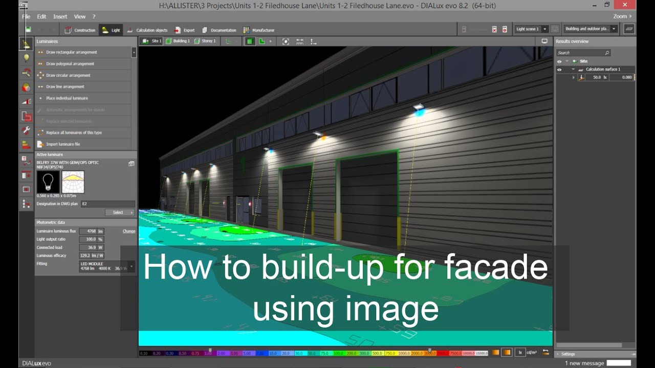 How to build-up for facade using image in Dialux evo - YouTube
