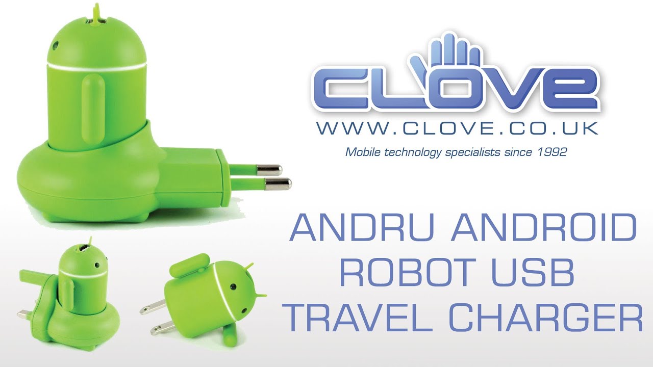 Andru Android Robot USB Phone Travel Charger - YouTube