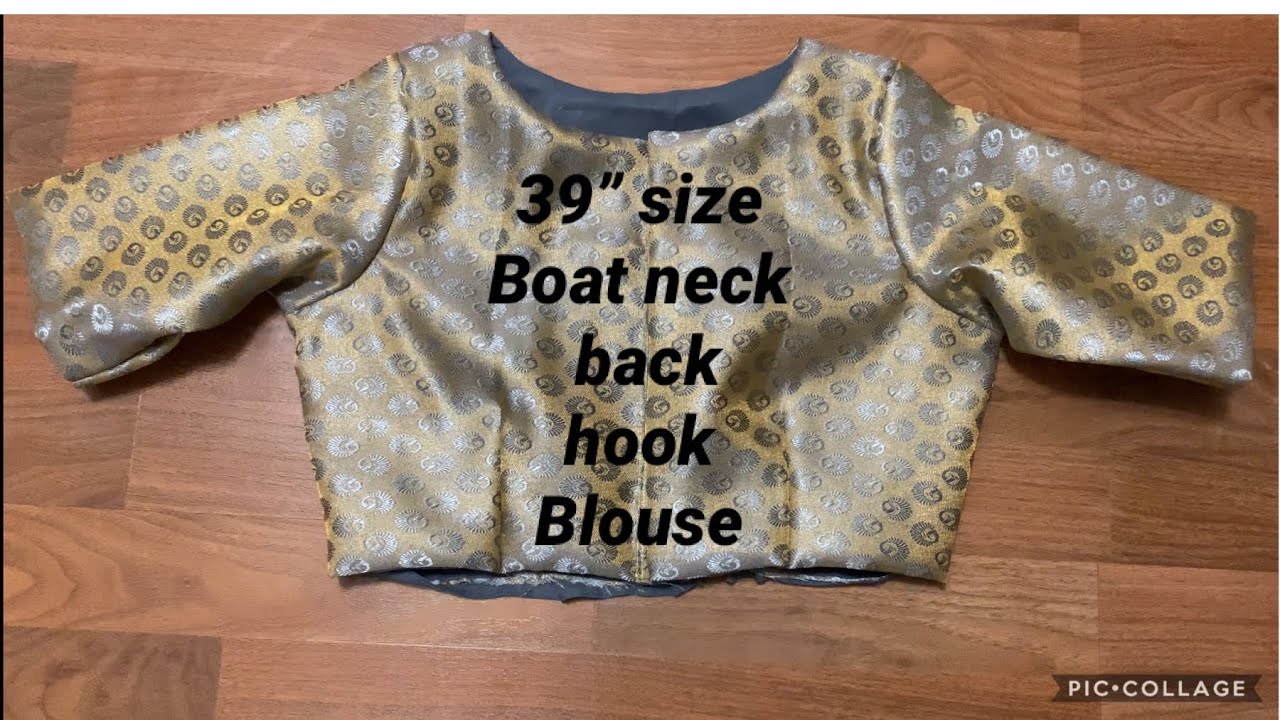 39”size Princess Cut// Boat Neck// Back Hook Elbow Sleeve Blouse ...