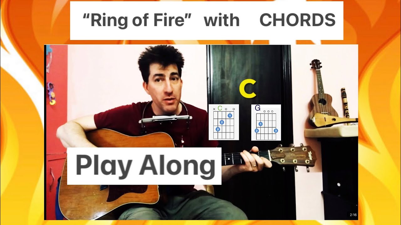 “Ring of Fire” with chords to play along - Johnny Cash - YouTube