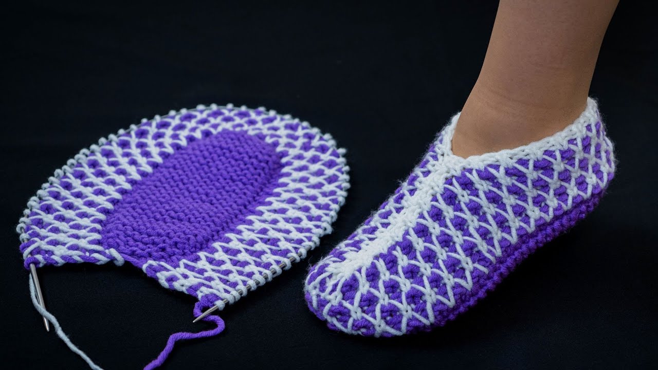 Elegant slippers on 2 knitting needles simply and easily - even a ...
