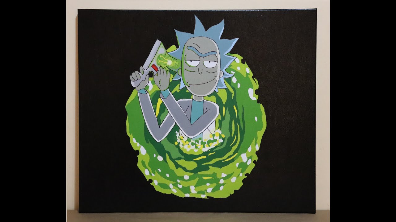 TUTORIAL PINTANDO a RICK S. de RICK AND MORTY en LIENZO GRANDE con ...