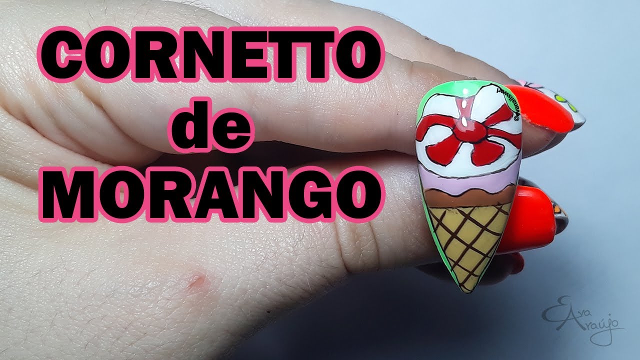 Nail Art - Cornetto de Morango - YouTube