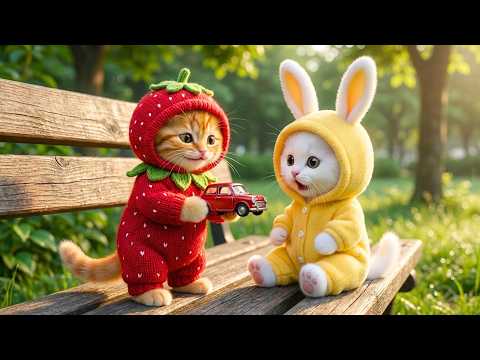 Sad Kitten Loses His Toy Car – Ginger Kitten Brings His Own Toy to Cheer Him Up