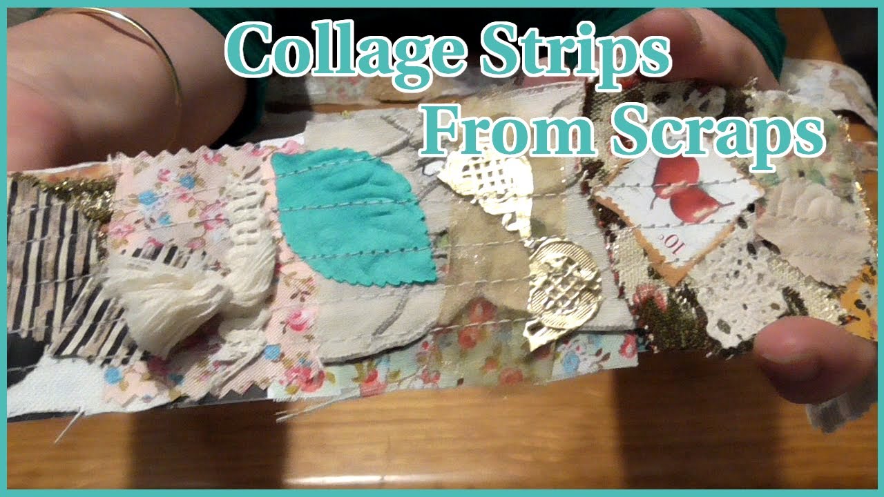 EASY COLLAGED STRIPS FROM FABRIC PAPER AND TRIM SCRAPS TUTORIAL - YouTube