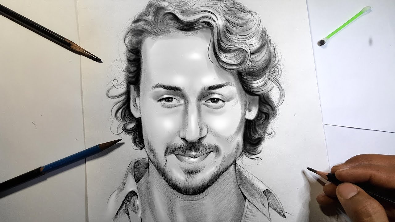 how to draw tiger shroff drawing || Yogesh Singh Art - YouTube