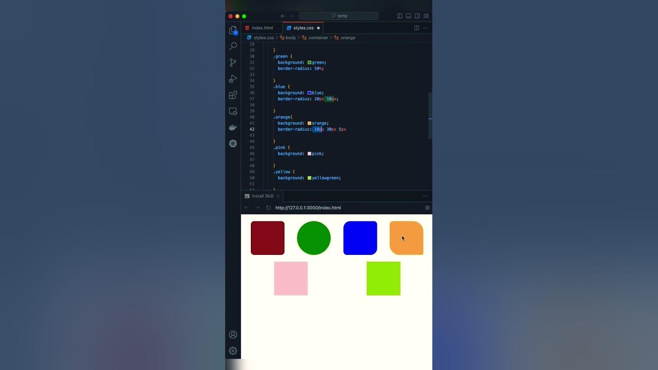 Shorts Border Rounding In One Video Css Html Htmlcss Cssbordercoding Trending Youtube