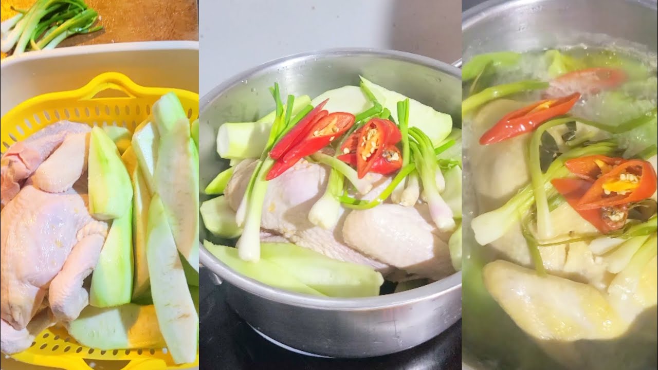 Gà vườn hấp mướp quá dễ làm, mà siêu ngon #cooking #chicken #gahap ...