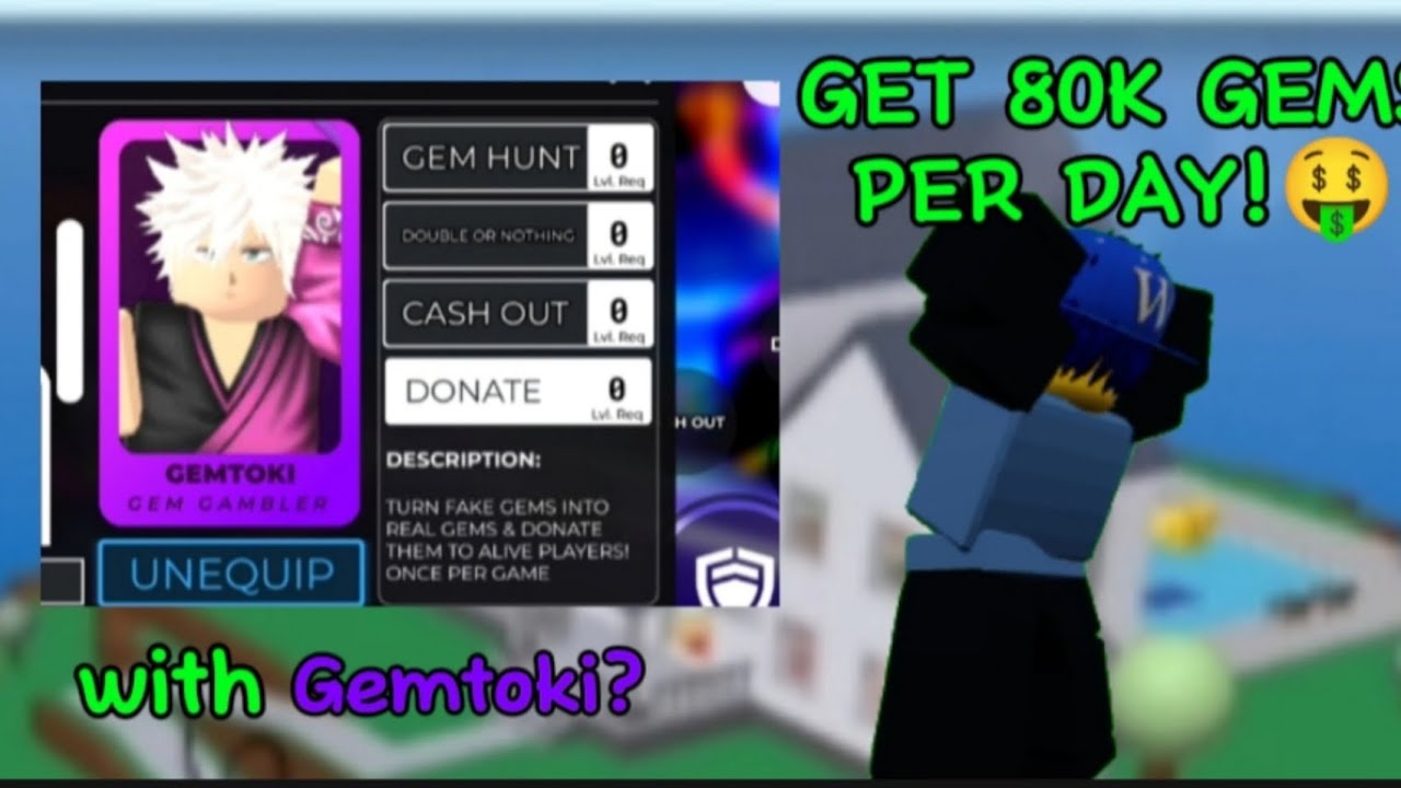 HOW TO GET GEMS IN DEATH BALL🤑! (with gemtoki, sorry for someone that ...