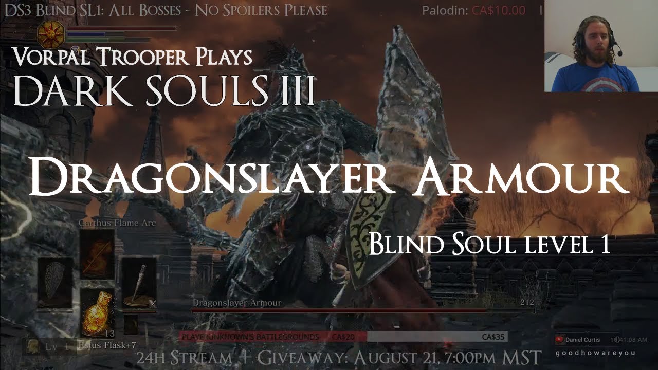 Dragonslayer Armour - Blind DS3 SL1 All bosses - YouTube
