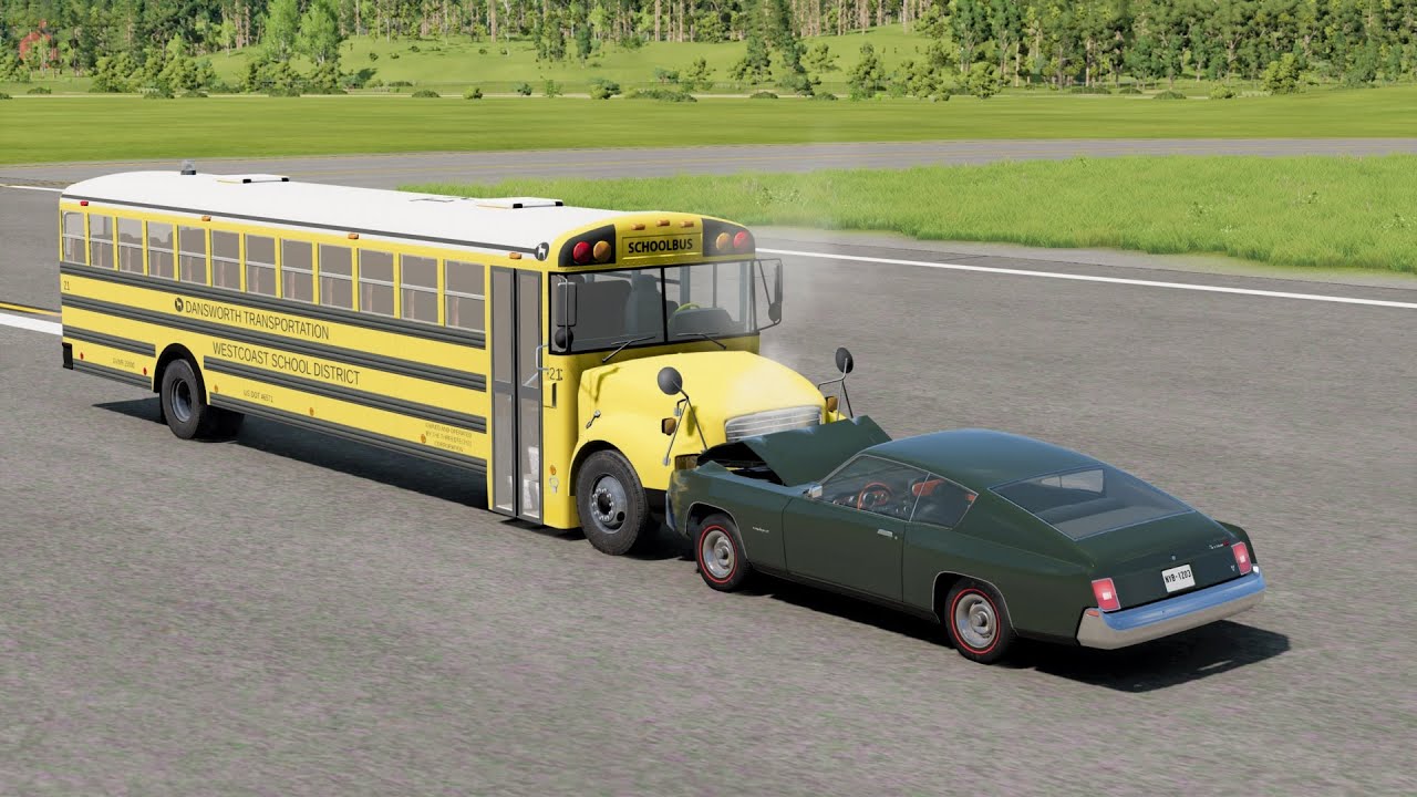 School Bus VS Car Accident - BeamNG.drive - YouTube