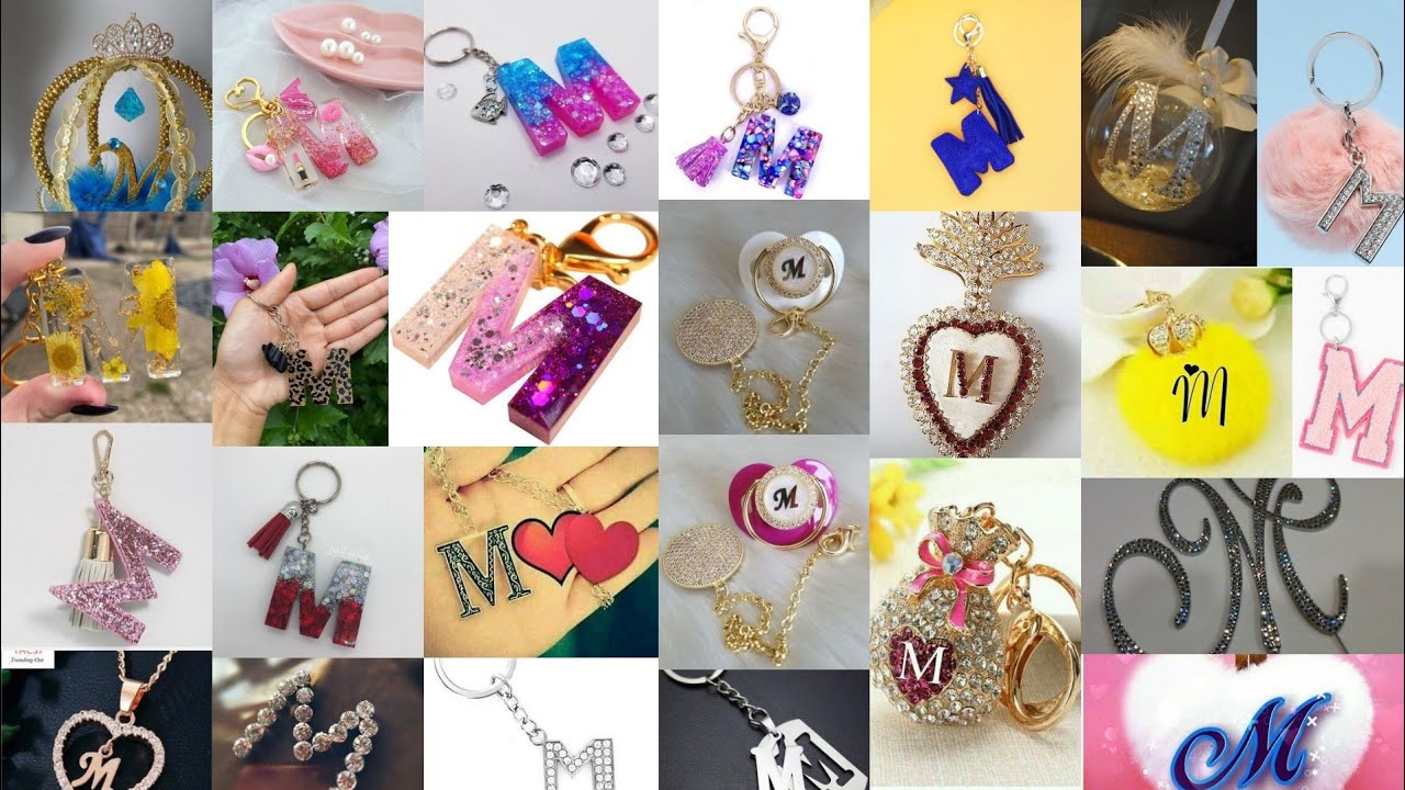 M name alphabet key chain / stylish key chain / beautiful key chain ...