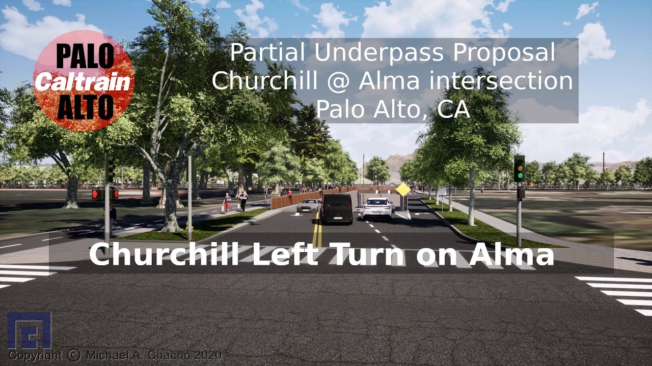 Making a left turn from Churchill to Alma in the Partial Underpass ...