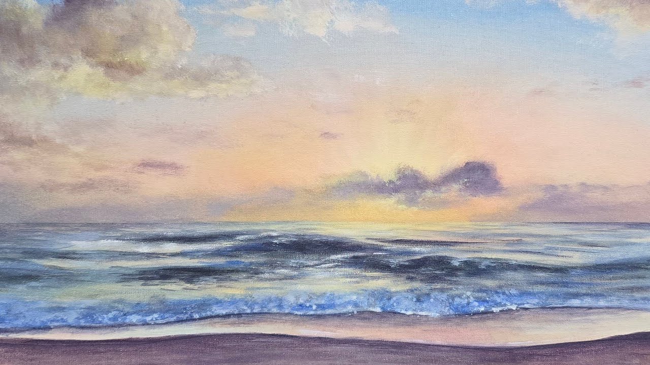 How to Paint Sunset Beach Clouds Acrylic Painting LIVE Tutorial - YouTube