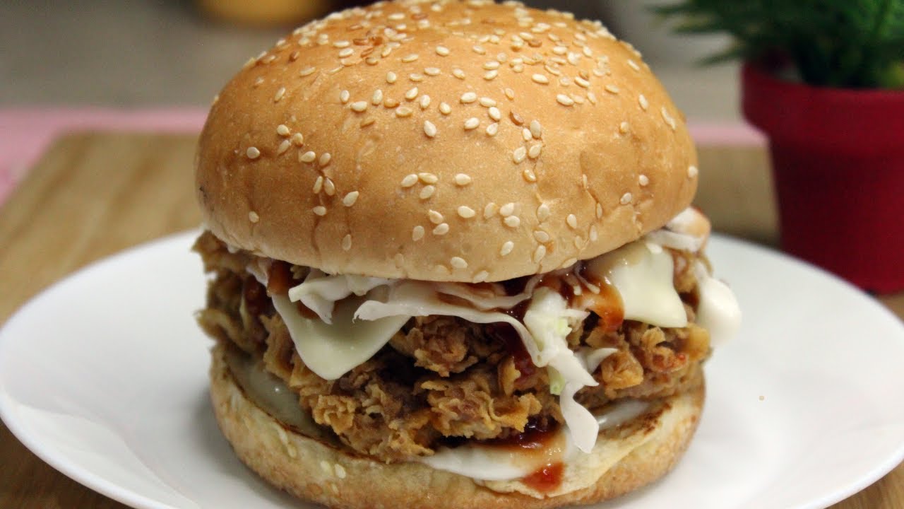 Zinger Burger With Cheese Recipe || Make This Delicious Chicken Zinger ...