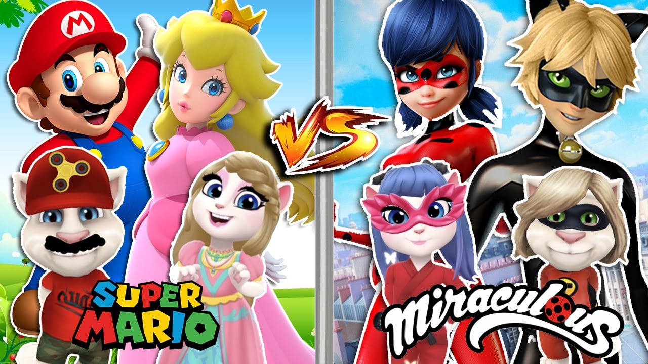 Super Mario And Peach Princess 💕 ️VS Miraculous😍 Ladybug & Cat Noir ...