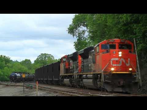 A Quartet of CN SD70M-2 lead U703-28 north on the Bessemer & Lake Erie! - YouTube