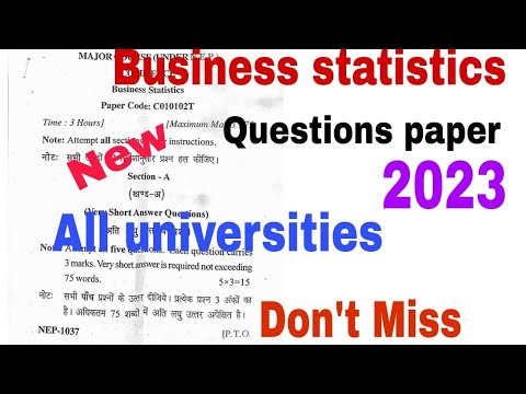 Business Statistics Questions Paper bcom 2023 || Business statistics ...