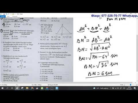 DİM 8 ci sinif.  Səhifə 185.  Pifaqor teoremi.  A variantı