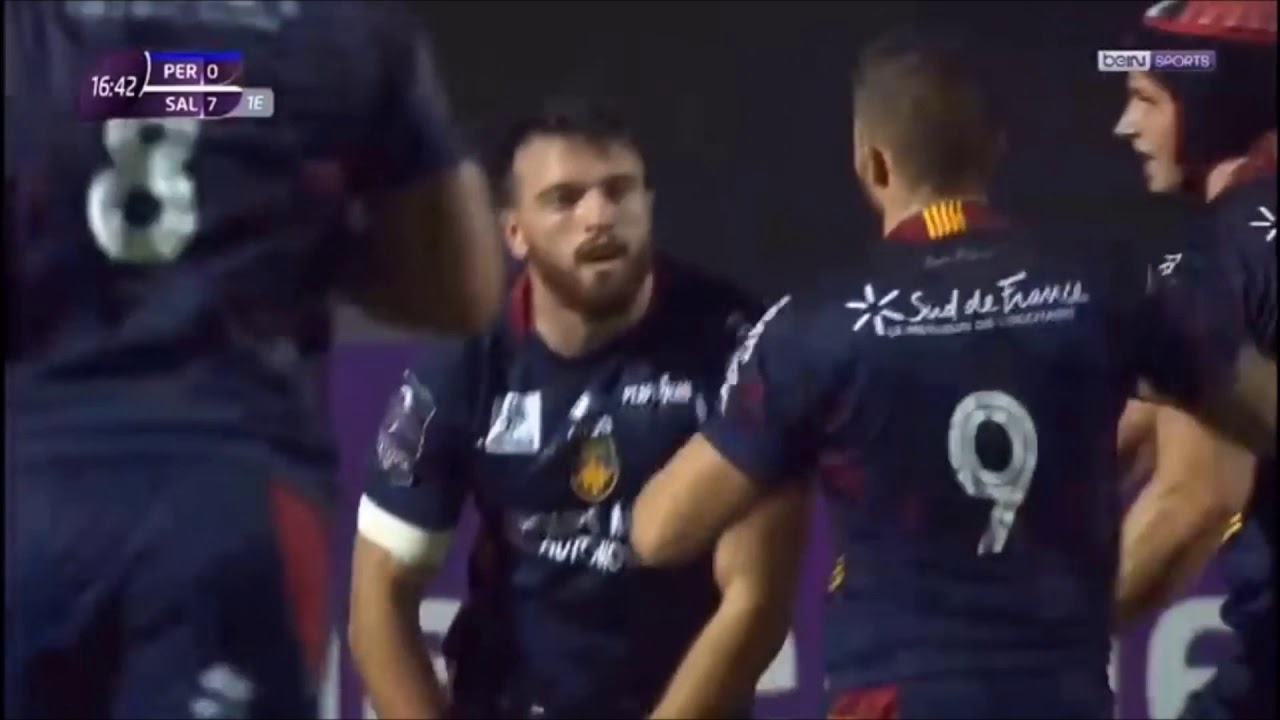 USAP-Pierre Lucas amazing try against Sale Sharks - YouTube