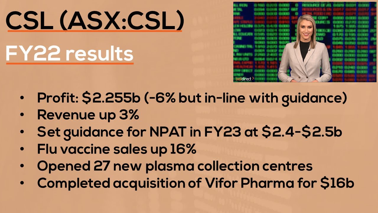CSL profit slides 6% but in-line with guidance | CSL Limited (ASX:CSL ...