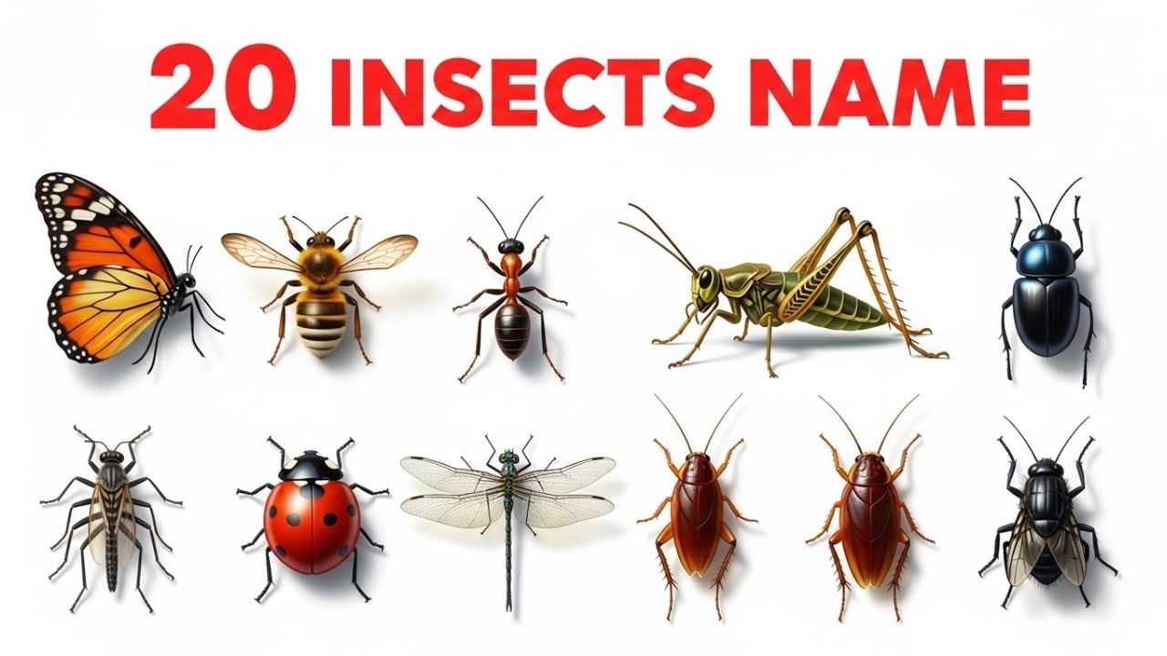 20 Insects Name for Kids | Learn Insects with Real Pictures and Sounds ...