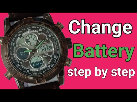 Digital plus analog watch battery replacement । How to change digital ...