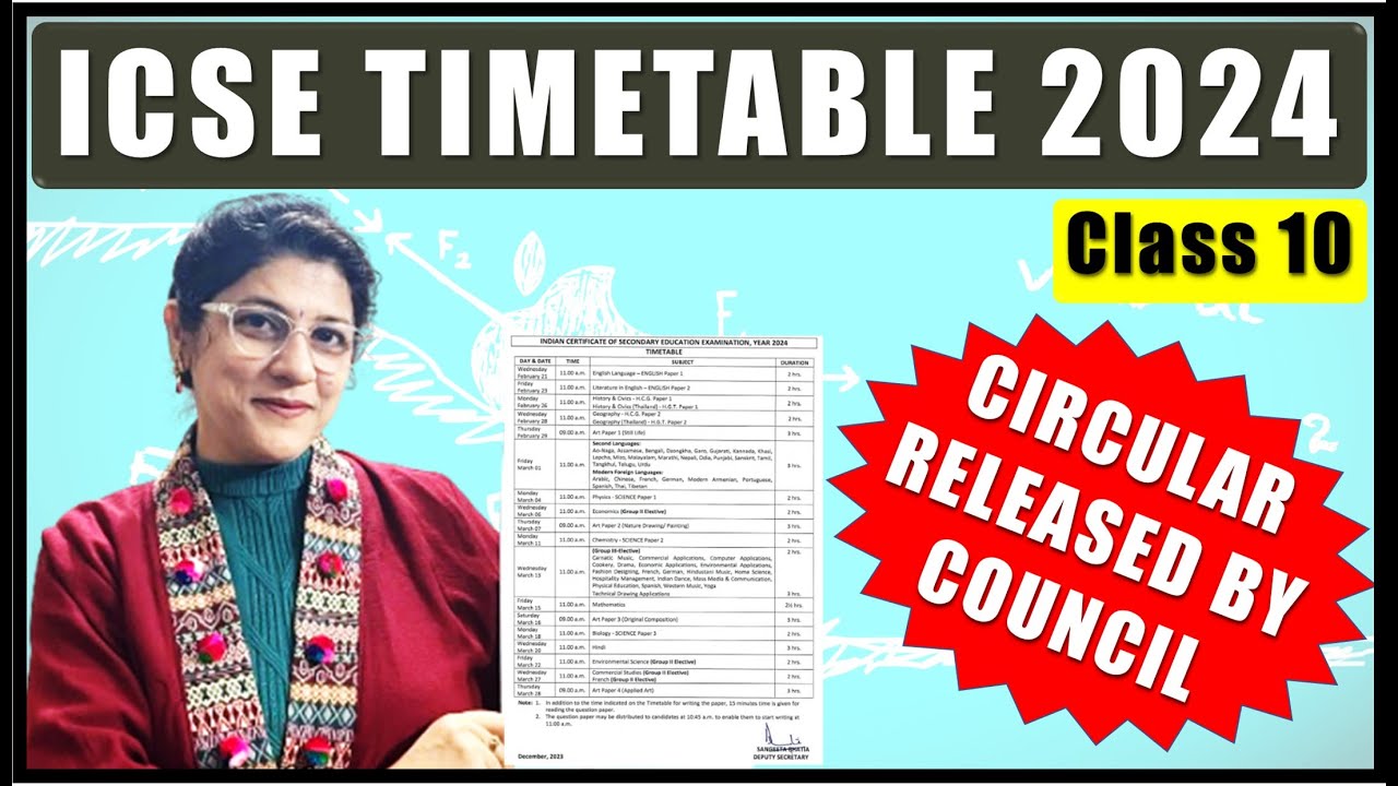 ICSE CLASS 10 TIMETABLE RELEASED BY COUNCIL | CIRCULAR UPLOADED ON ...