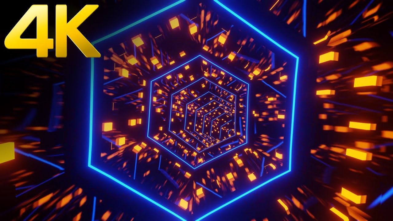 4K OLED Hexagon Neon Tunnel metallic Color TV Screensaver Saver VJ loop ...