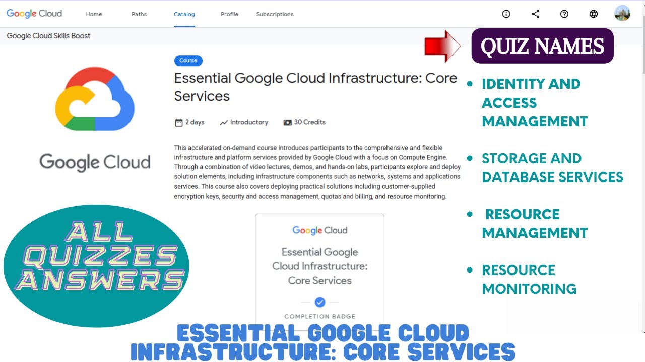 Essential Google Cloud Infrastructure: Core Services || All Quizzes Answers - YouTube
