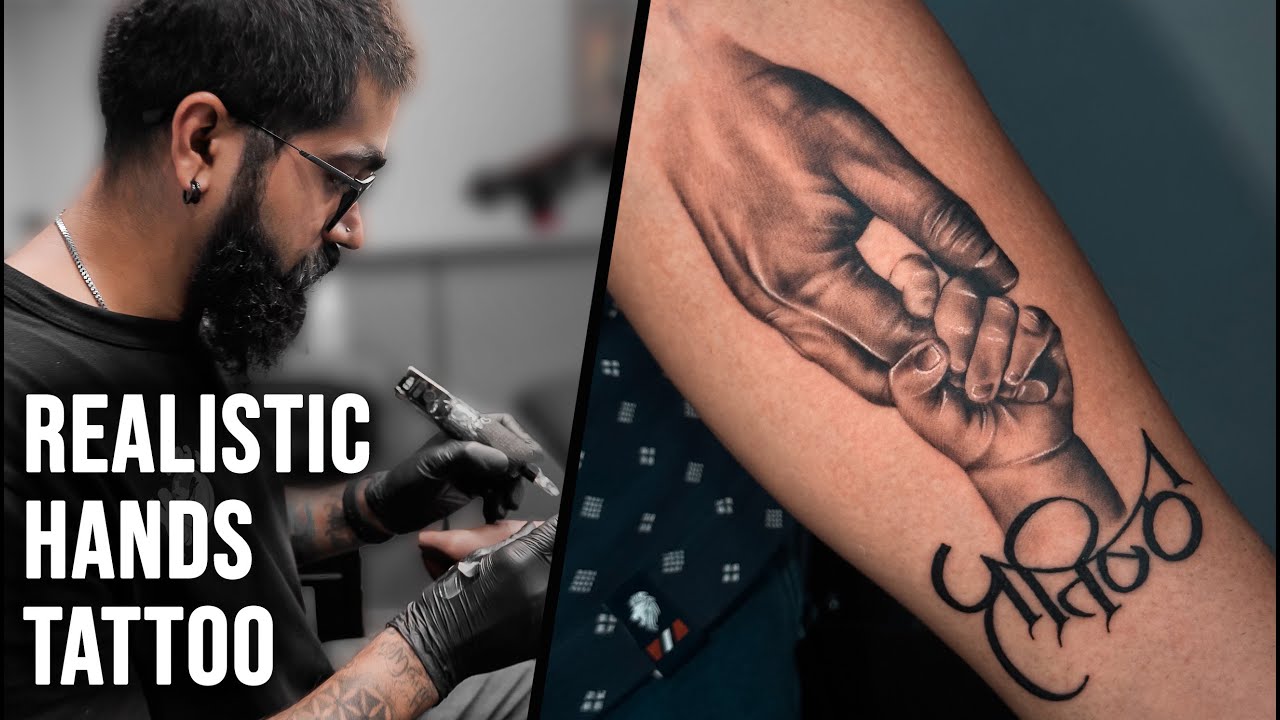 Father & Daughter Realistic Hands Tattoo - YouTube