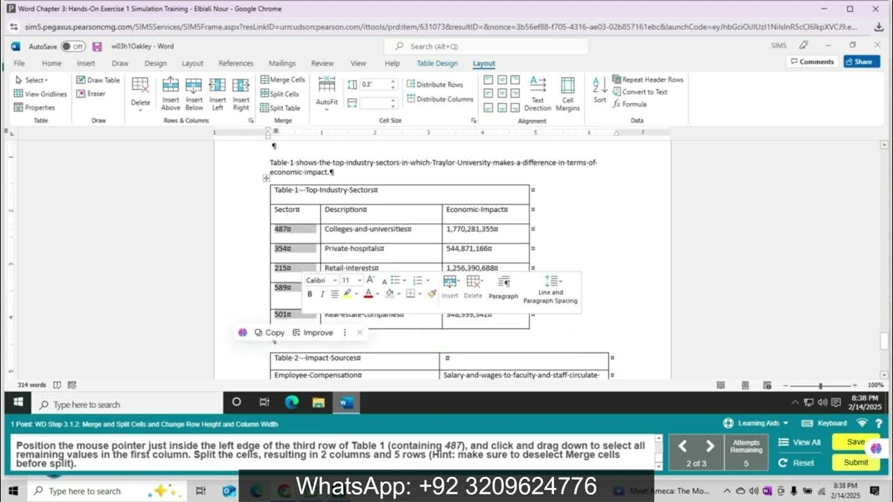 Word Chapter 3: Hands-On Exercise 1 Simulation Training | Simulation Exam | Simulation Training ...