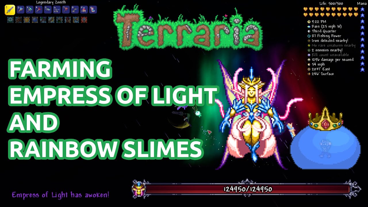 Terraria Master Mode: Farming Empress of Light and Rainbow Slimes - YouTube