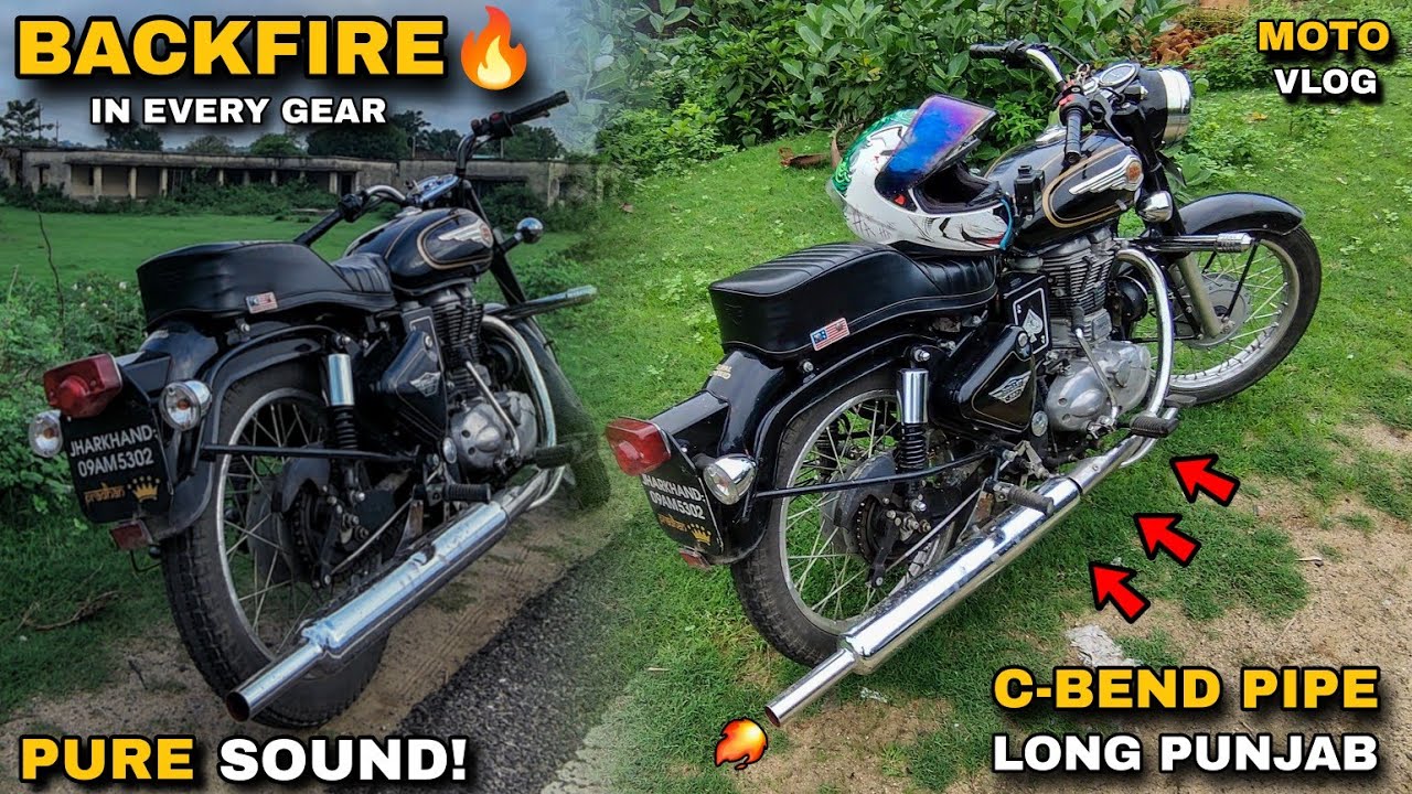 Backfire in Every Gear! Bullet 350 C-Bend Pipe Long Punjab (Patla Muh ...