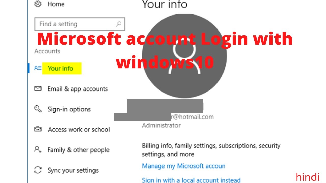 microsoft account login in windows 10 on laptop or desktop ...
