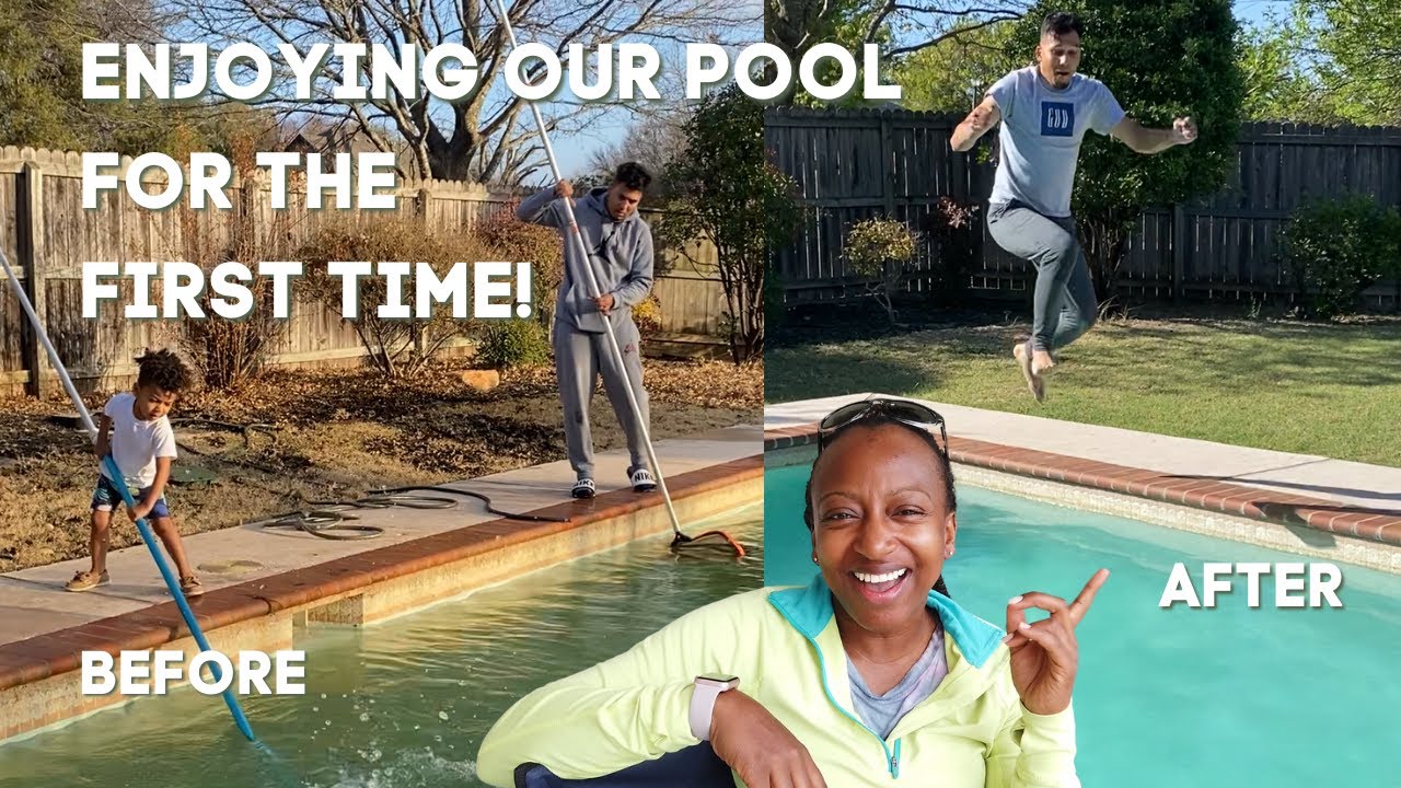 DIY Pool Cleaning | Turning Pool from Green to Blue | At Home Cleaning ...