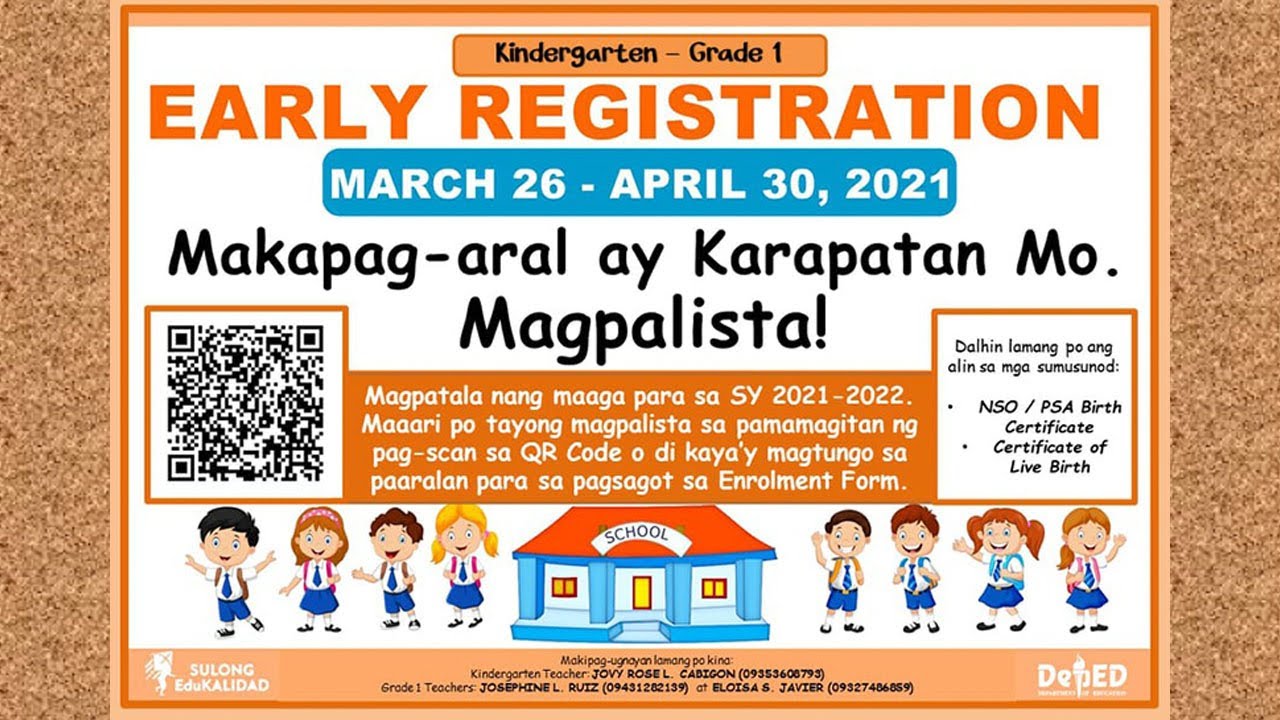 Early Registration School Year 2021 - 2022 - YouTube
