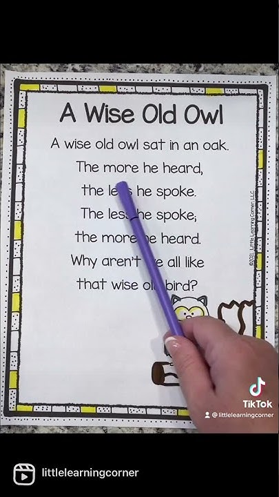 Poems for Kids | The Wise Old Owl - YouTube