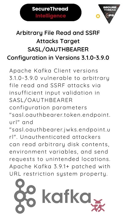 Arbitrary File Read and SSRF Attacks Target SASL/OAUTHBEARER Configuration in Versions 3.1.0-3.9 ...