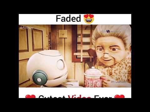 Robot and old lady cartoon