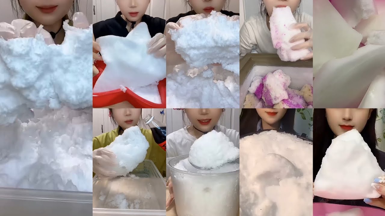 SHAVEDICE FREEZERFROST ICE WHITE ICE🍚SOFT FLUFFY ICE ASMR SQUEAKY ICE ...
