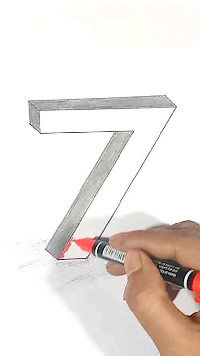 How to draw number 7 in 3D || Drawing 3d number 7 #3d #drawing #art ...