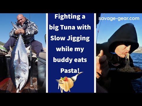 Slow Jigging: Arkadaşım makarna yuturken hafif mücadele ile büyük bir kötü orkinos!