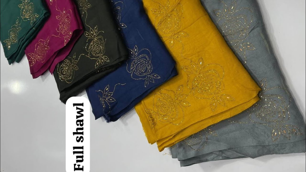 Winter collection three pieces suit and full shawl .stone work ...