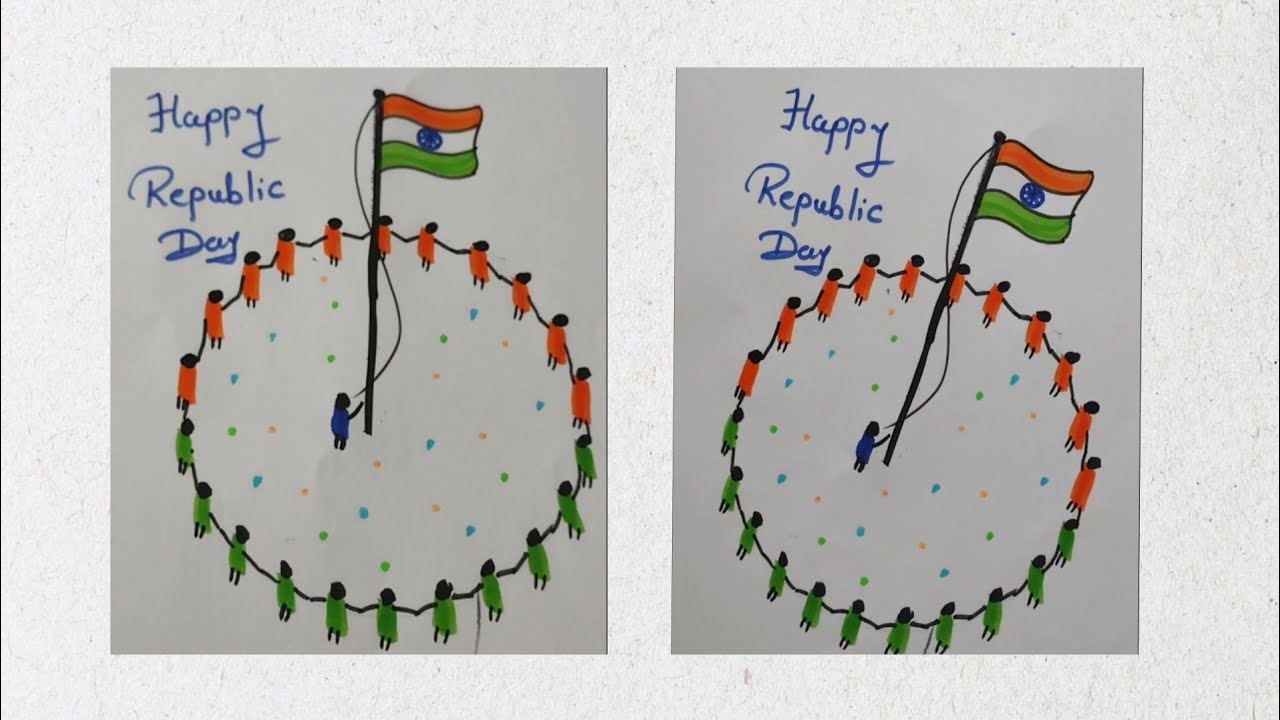 Happy Republic day 🇮🇳🇮🇳 ll Easy Drawing for Republic day 🇮🇳 ll How to ...