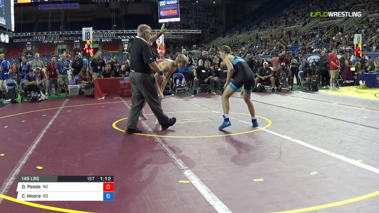Junior FS 145 Round of 128 - Daniel Peede (NC) vs. Caden Moore (SD ...