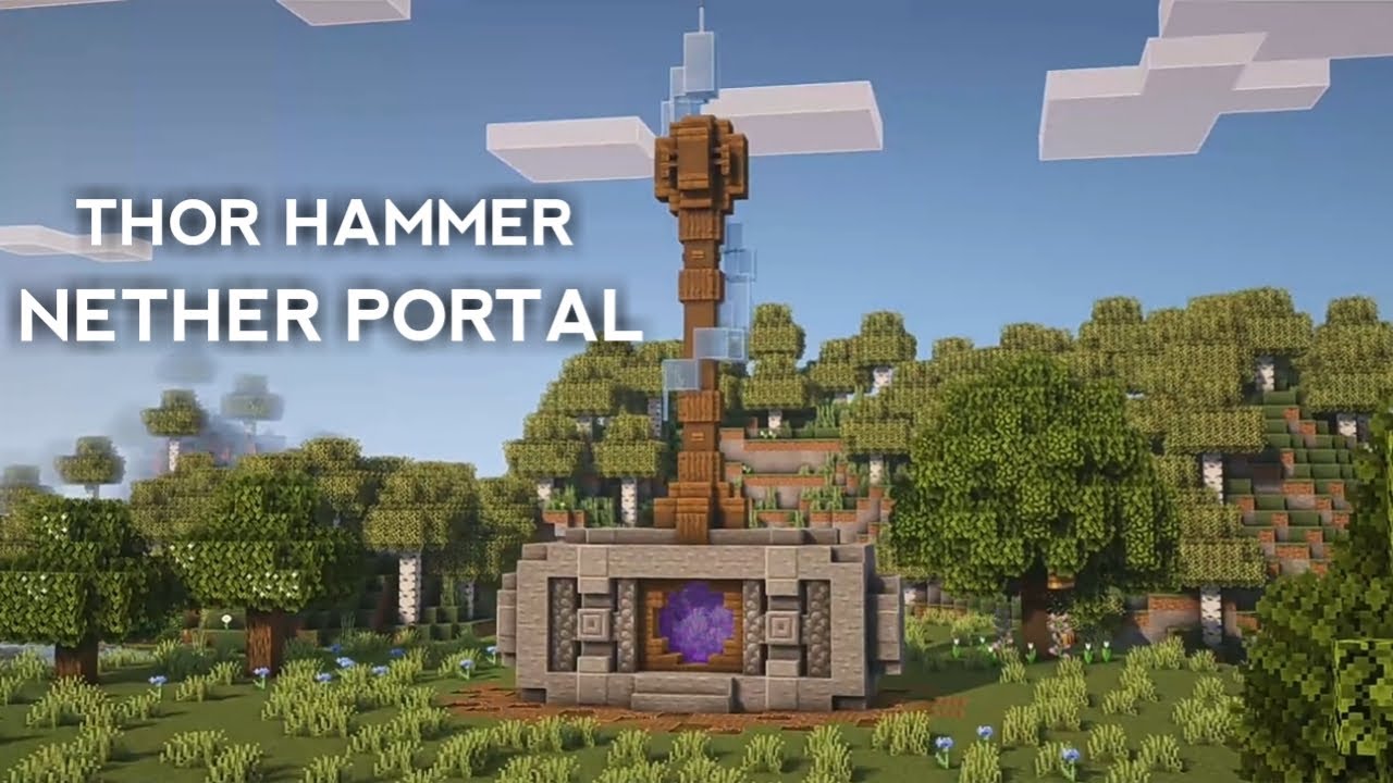 MINECRAFT || HOW TO MAKE A THOR HAMMER NETHER PORTAL || #minecraft # ...